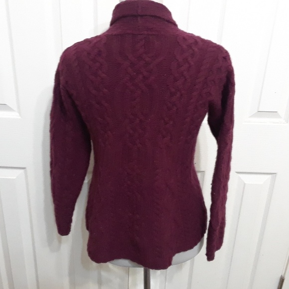 Aran Crafts | Sweaters | Aran Crafts Wine Burgundy Wool Chunky Cardigan ...